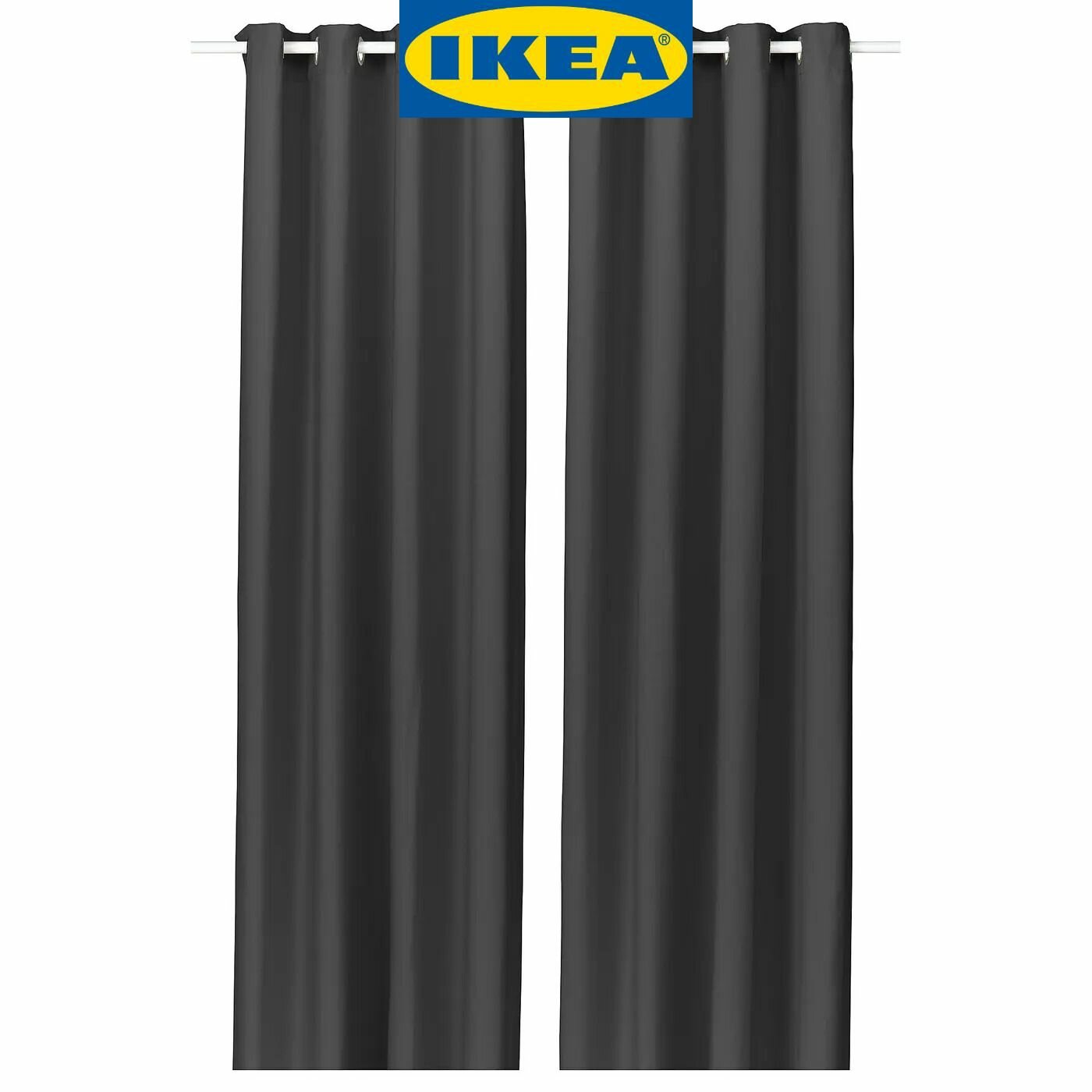 Икеа GINSTMOTT Шторы, 2 шторы, темно - серый / с отверстиями, 145x250 сммодель