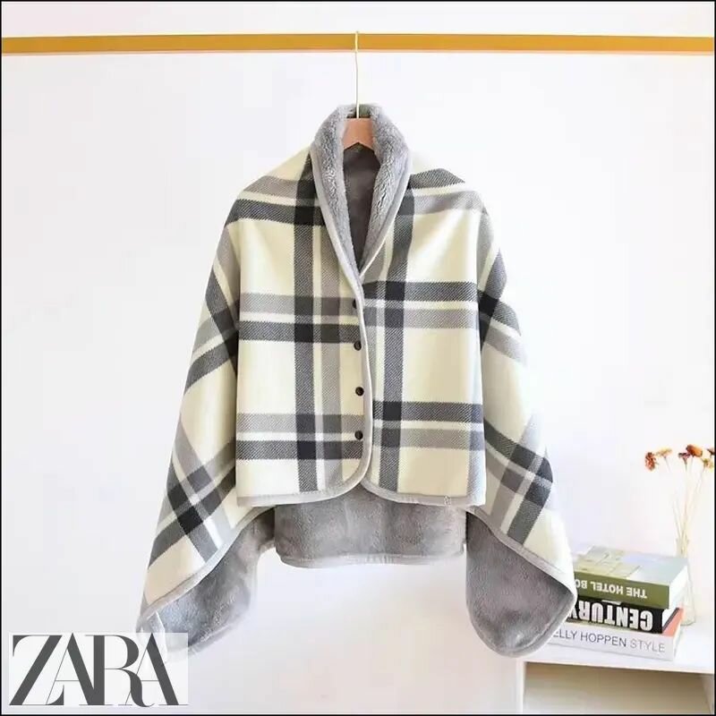 ZARA HOME Плед пончо , Полиэстер, 140 см х 100 см