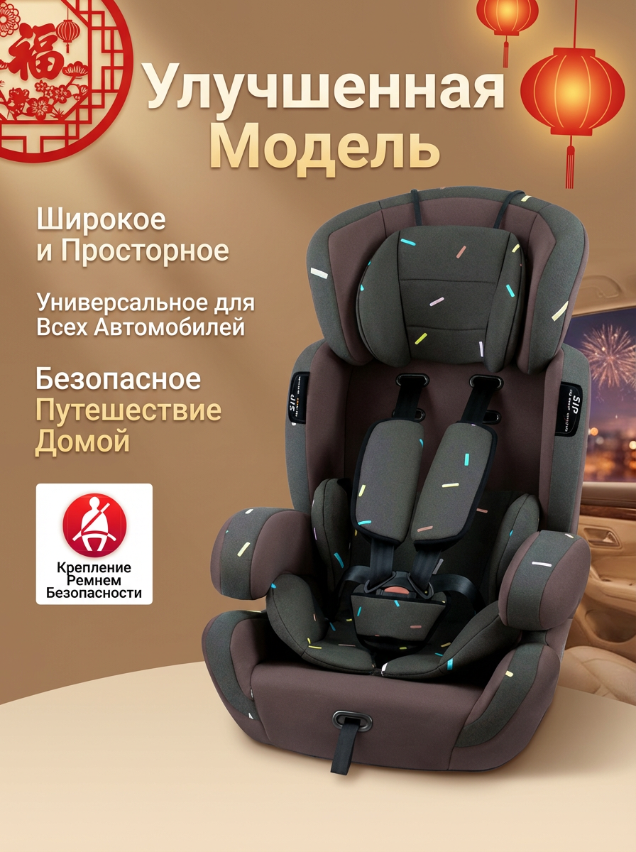 Автокресло для детей 0-12 лет, регулируемое, с 4-слойной амортизацией