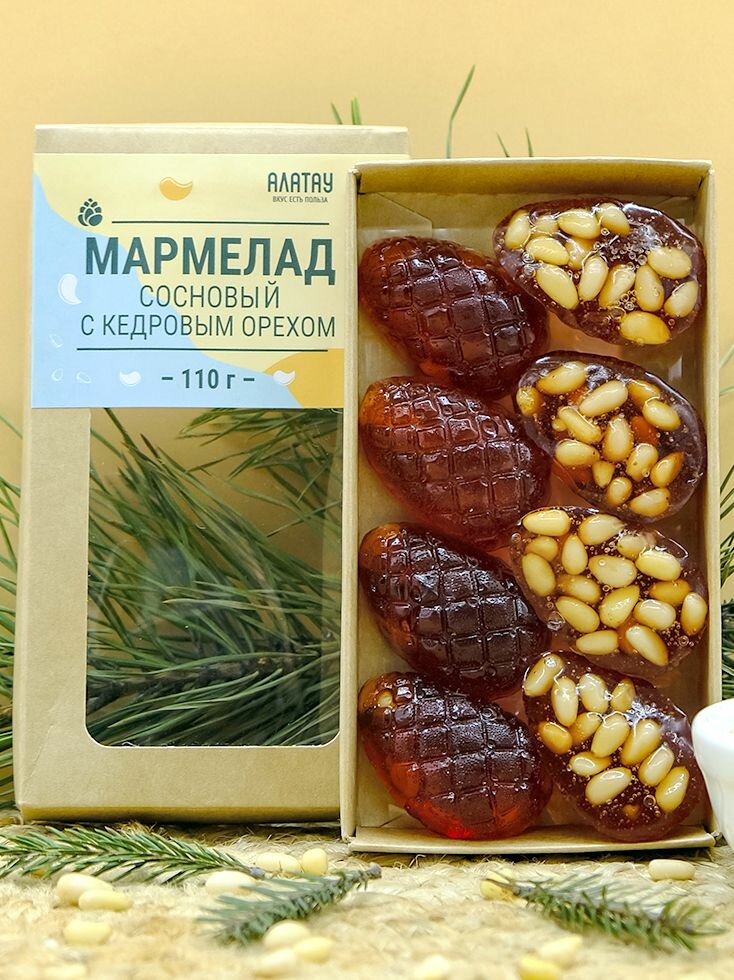 Мармелад натуральный Алатау, кедровый с орехами, 110 гр, полезные сладости кедровая пастила сладости с кедровыми орехами натуральные сладости