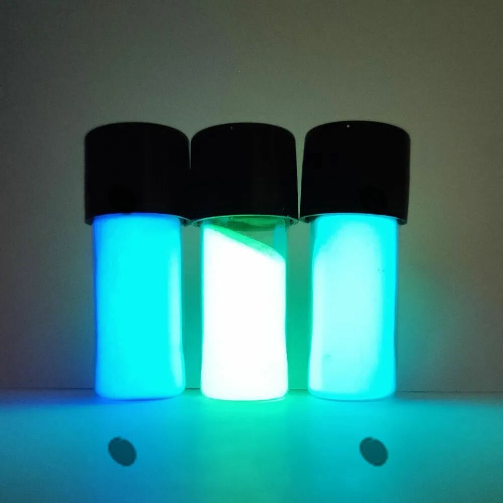 Набор люминофоров 3 х 10 г Светящиеся пигменты для эпоксидной смолы, красок и декора. Невидимые при дневном свете, светятся в УФ.