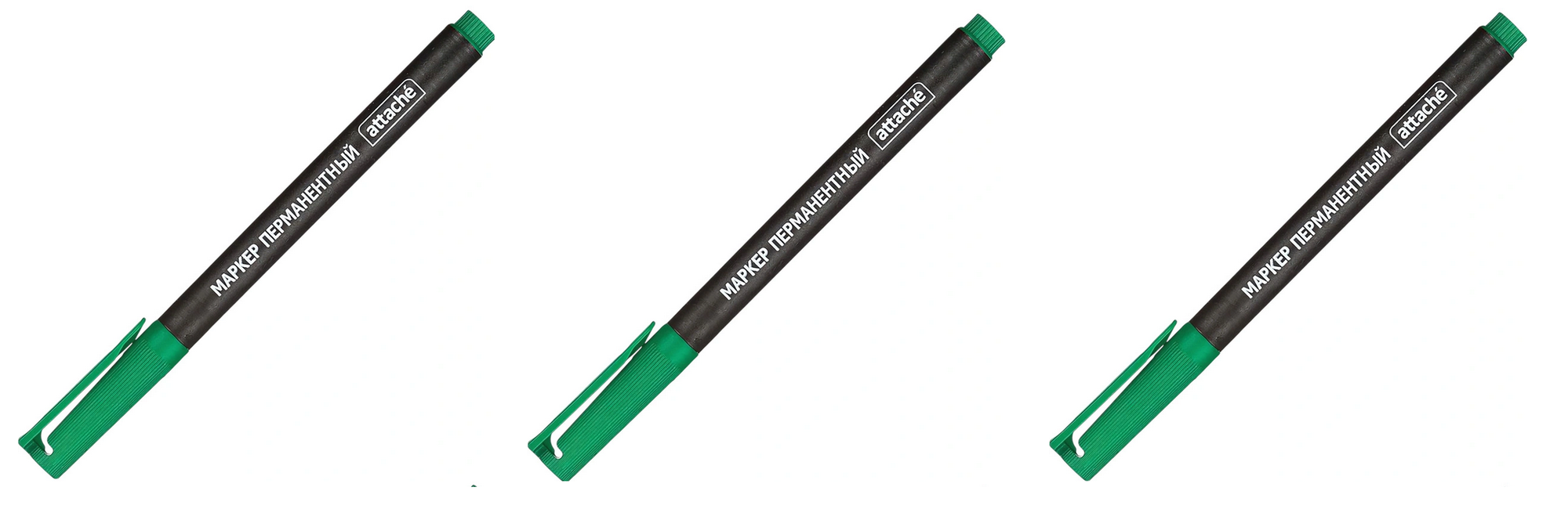 Маркер перманентный Выбор есть (Attache) зелёный, толщина линии 1 мм, круглый наконечник - 3 штуки