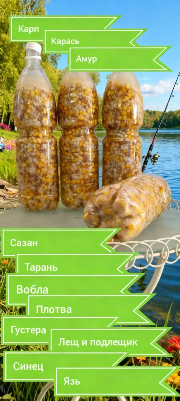 Мягкая Ферментированная пшеница с кукурузой и перловкой "Пьяная", для рыбалки, 1,5 л