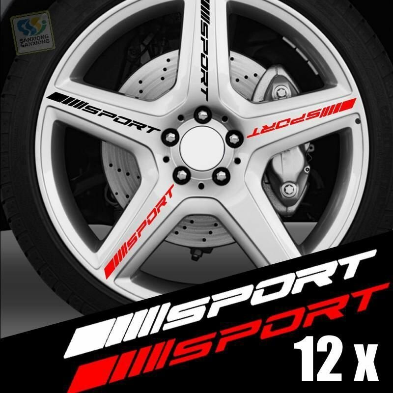 SPORT Наклейки на обода колес автомобиля, 3 цвета, 12 шт.1