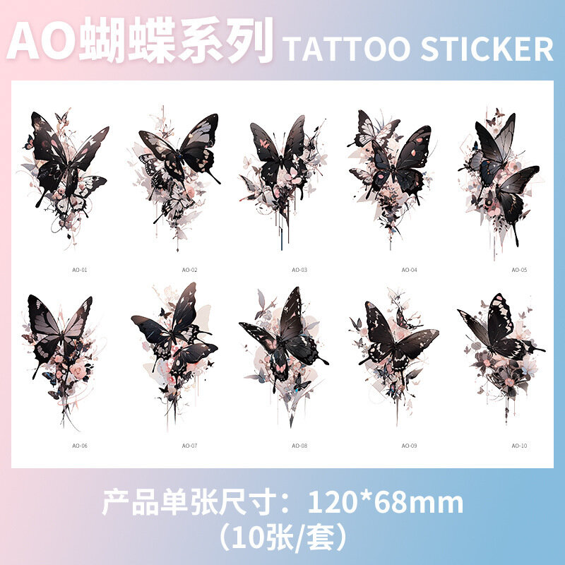Горячие продажи тату-наклеек SG, водонепроницаемые, долговечные, красочные бабочки, буквы допамина, ключица, рука, фея, сексуальное лицо, покрытие шрамов