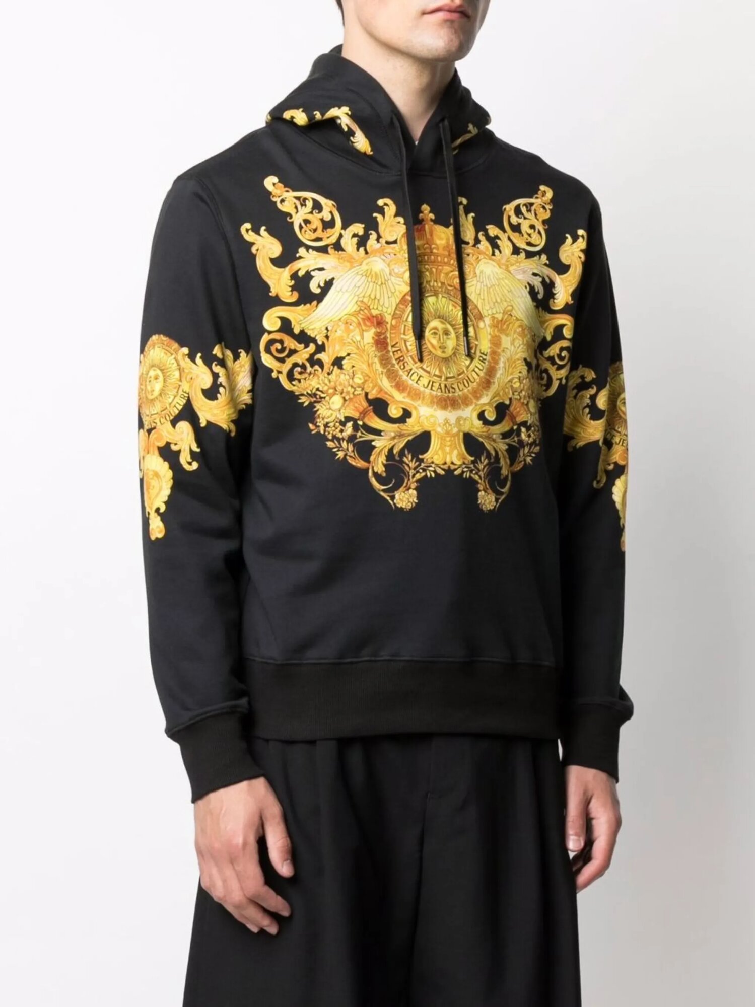 Худи Versace Jeans Couture Baroque, размер 48, , black/black — фото 1