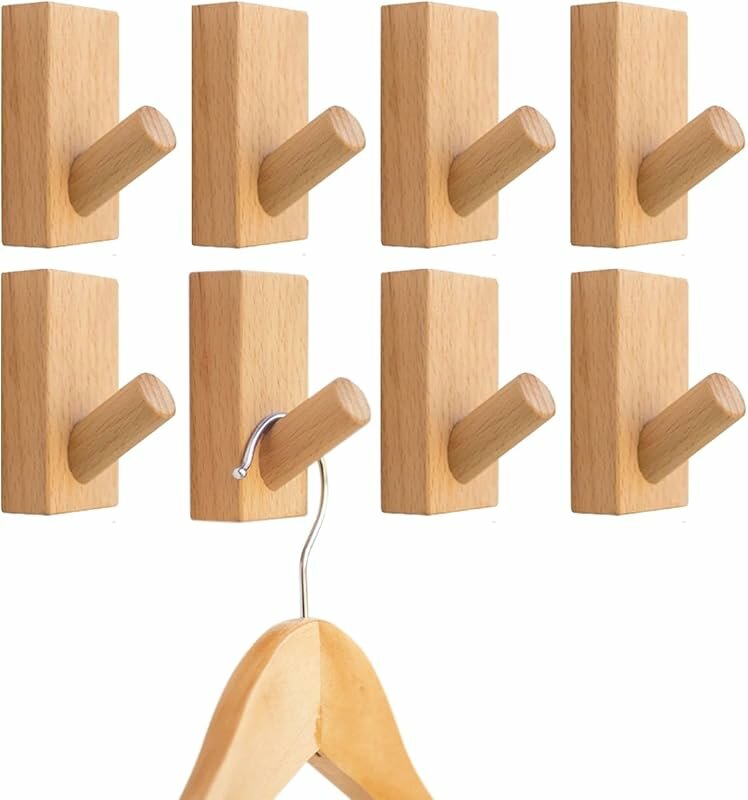Деревянные крючки для одежды настенные, набор из 8 штук