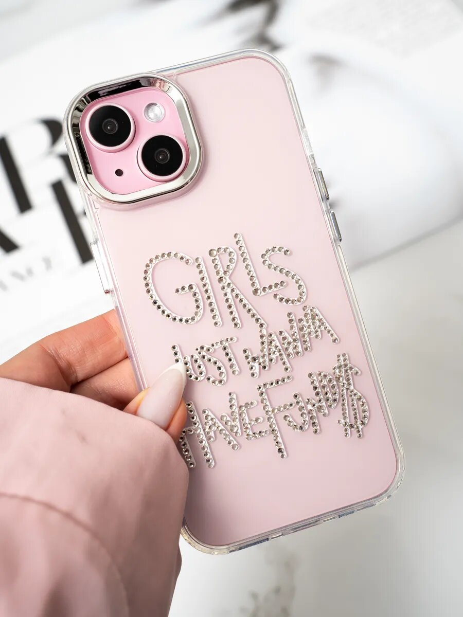 Чехол О'Кейси, для iPhone 15, со стразами, прозрачный/серебристы