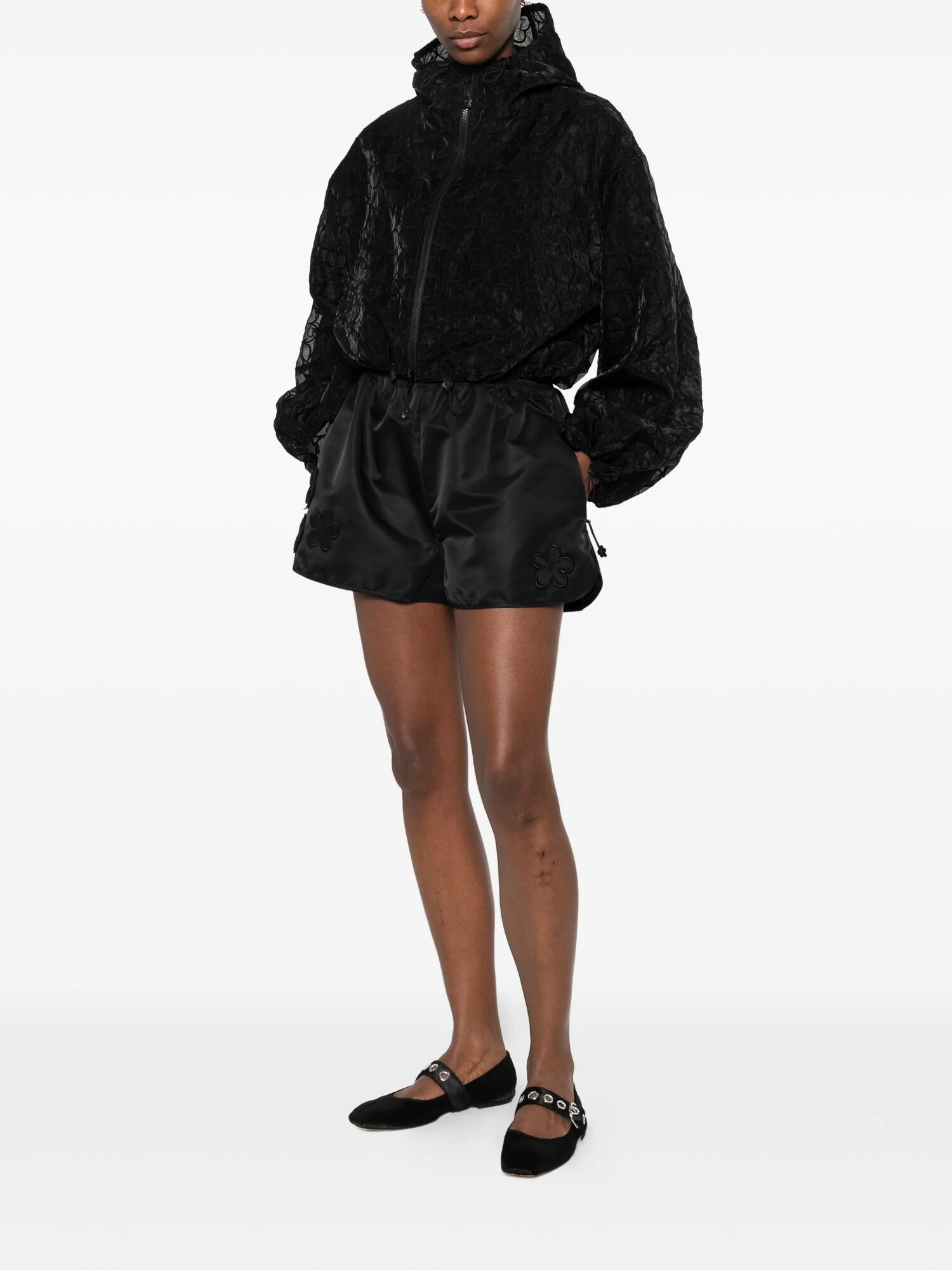 Куртка Cecilie Bahnsen Hooded crop jacket, размер 8, black/black — фото 1