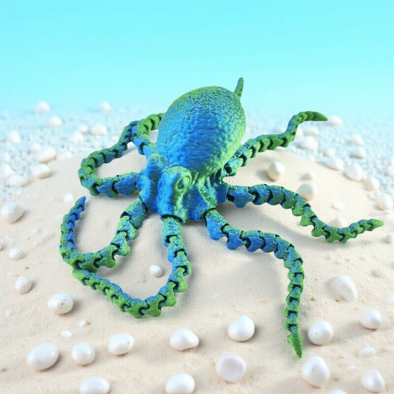 3D-печатная подвижная модель осьминога для детей, случайный цвет 1 шт, высота 27 см