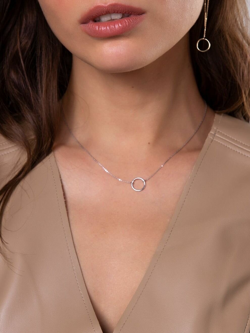 Колье, серебро, 925 проба, родирование