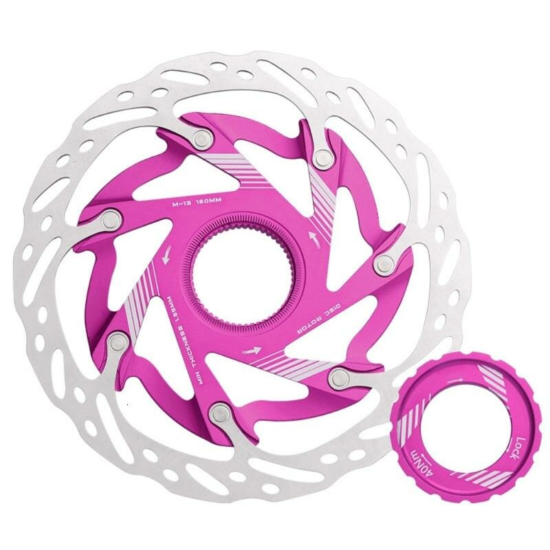 Диск тормозной 160/140 мм Center Lock для шоссейного велосипеда, Розовый стиль - 160mm