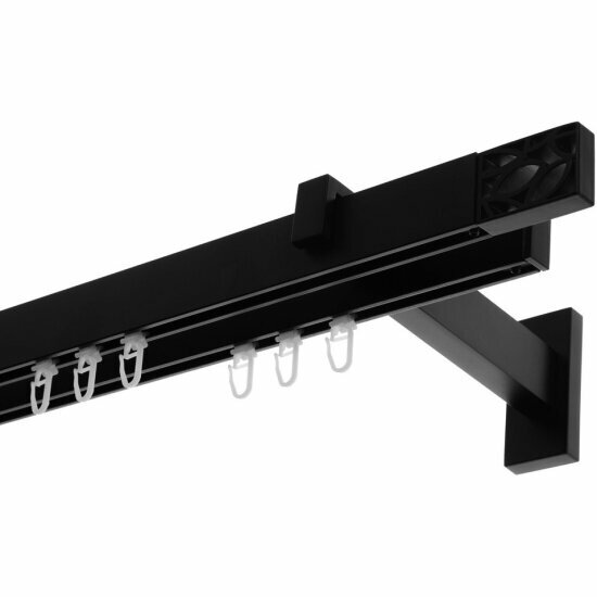 Карниз профильный LM Decor Флэт Лайн Грид двухрядный 2,0 м, Черный матовый