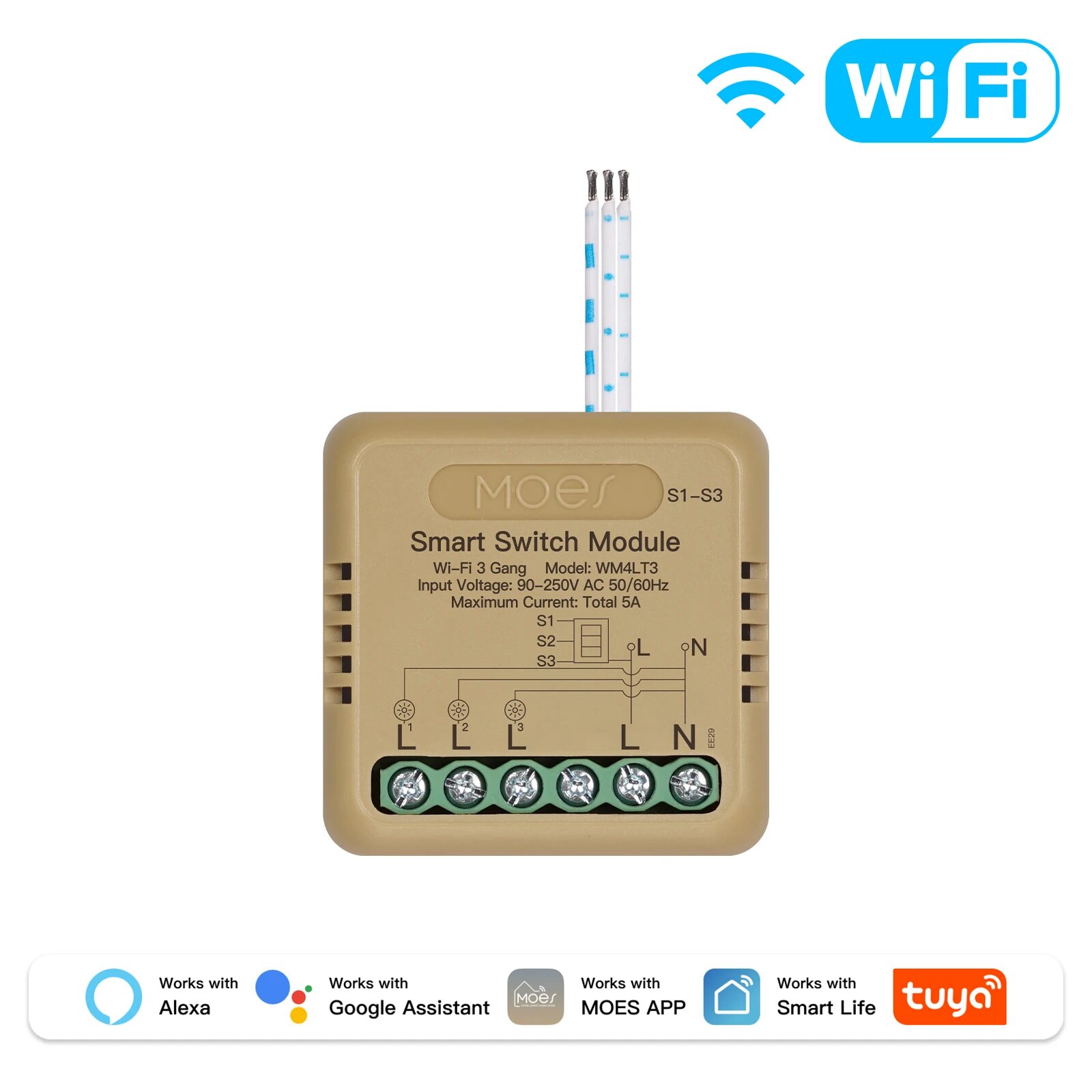 MOES Smart Switch Module WiFi 3Gang