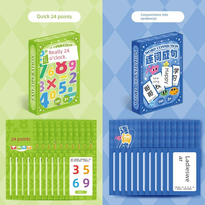 Комбо-карточная игра Язык и Математика - Составление предложений + Пазл 24 точки для детей 6+