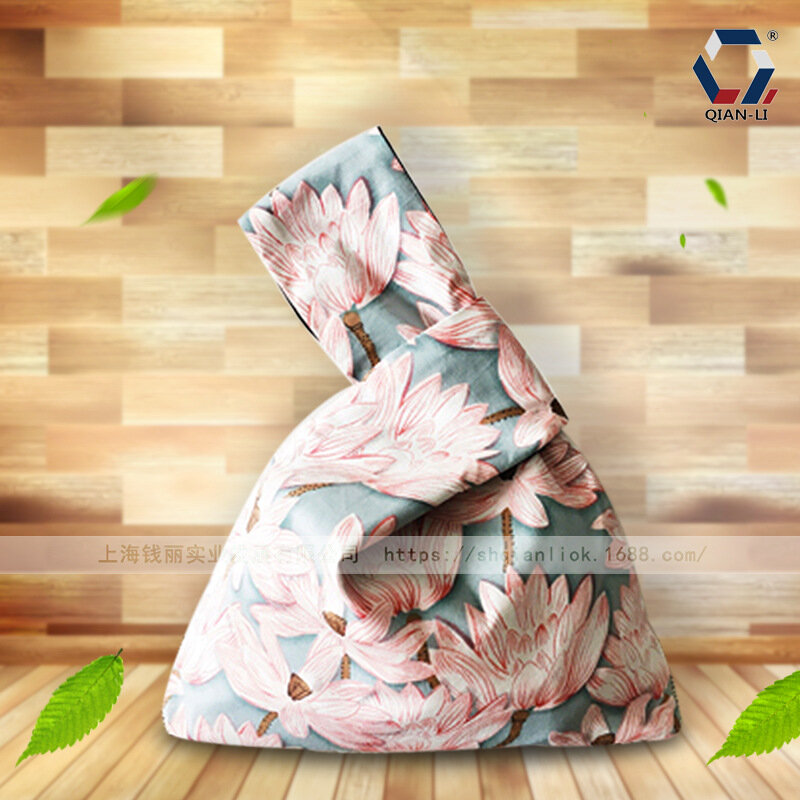 [Qian Li] Сумка для одежды в японском стиле сумка для хранения с вышивкой, винтажный Кошелек для монет ручной работы в