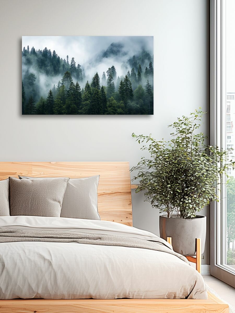 Картина на холсте LOFTime 60х100 Горы лес в тумане 1 КБ-1954-60100