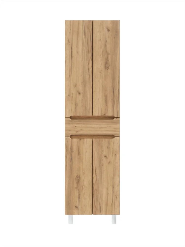 Шкаф-пенал для ванной SanStar Diva 50 50 см, светлое дерево, матовый, с ящиком, с дверками, из МДФ