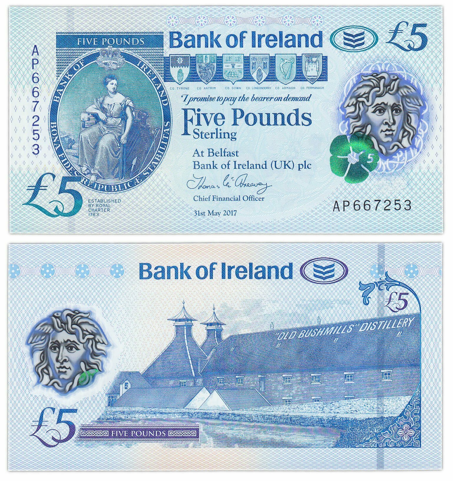 Северная Ирландия 5 фунтов 2017 Pick ** Bank of Ireland пластик