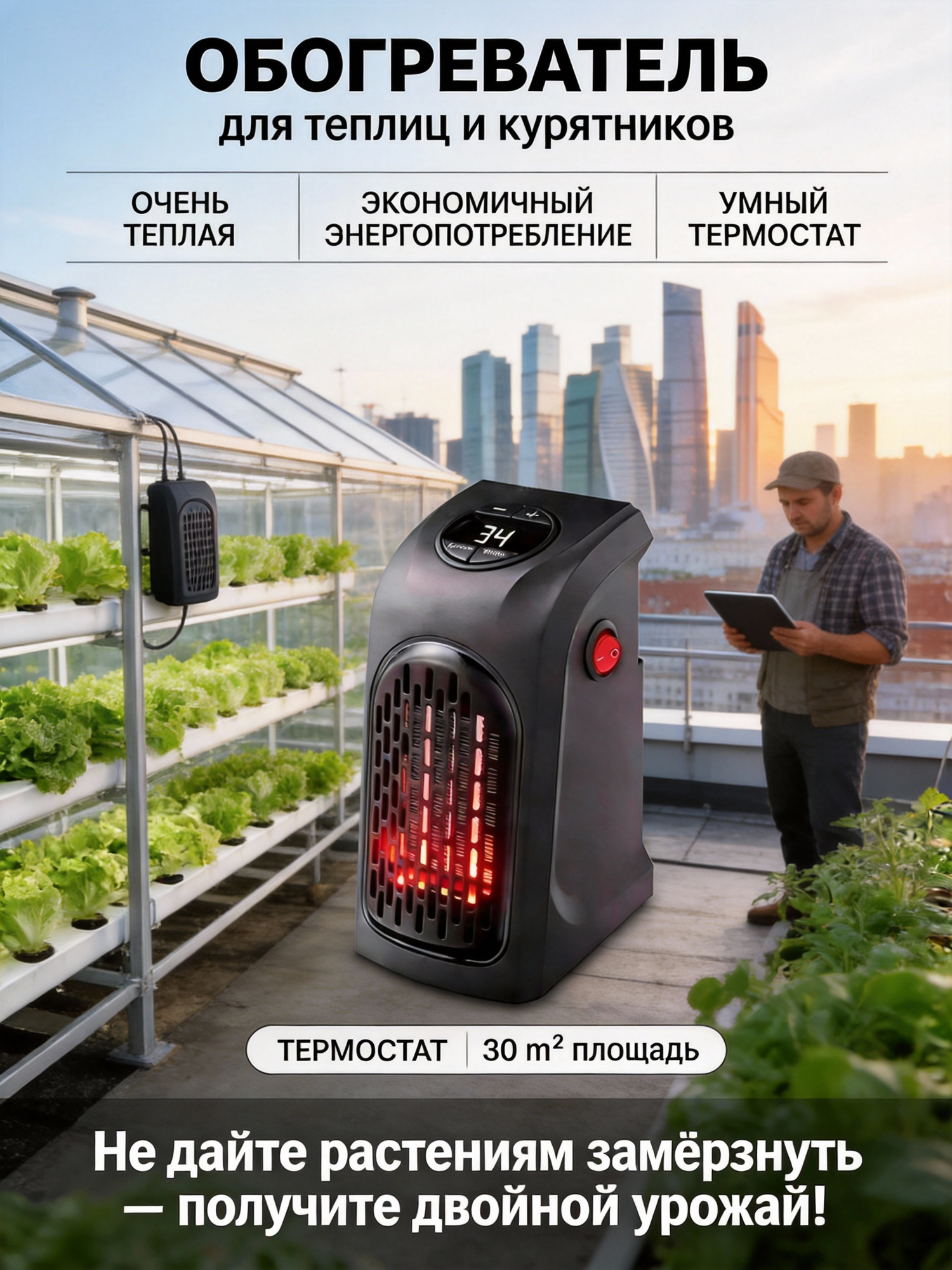 Обогреватель для теплиц, парников, курятников