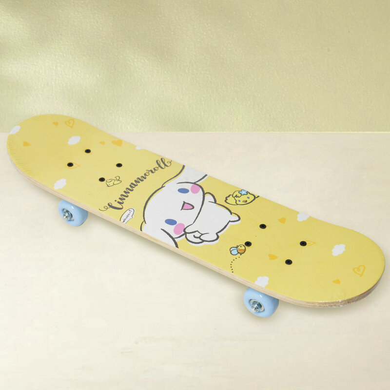 Детский скейтборд Sanrio с двойным киком для начинающих 6-12 лет, четырехколесный скейтборд с мультяшным дизайном, длинный скейтборд с Куроми