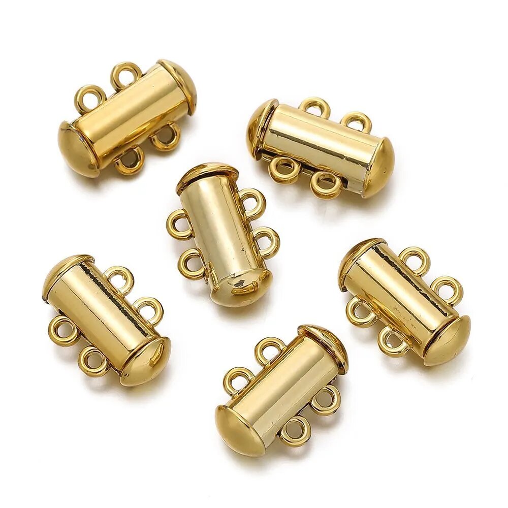 Замок/ застежка слайдер для украшений 5 шт, Для многорядных браслетов. размер 10.5x15.5 мм, цвет золото.
