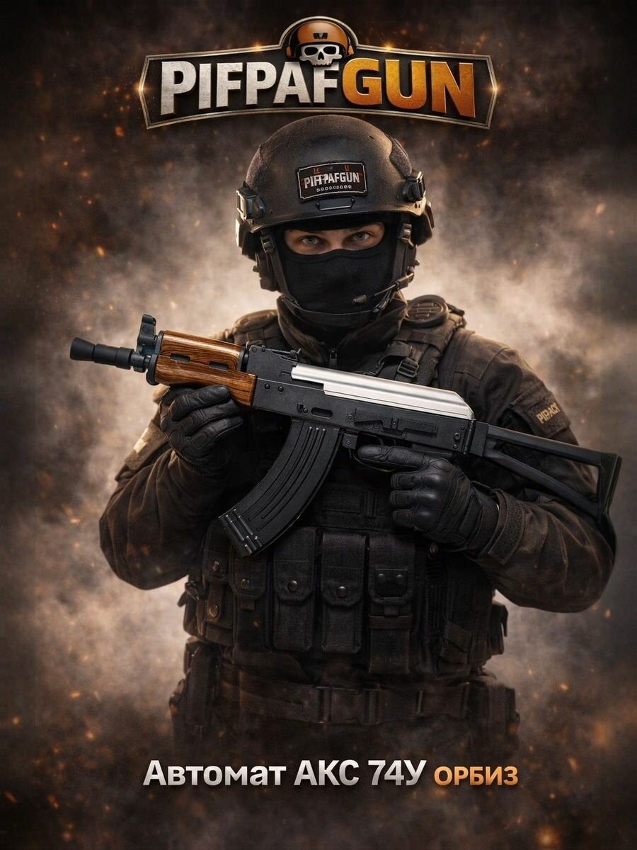 Игрушечный орбиз АКС-74У CLASSIC под дерево, аккумуляторный, имитация отдачи, складной приклад, 8+