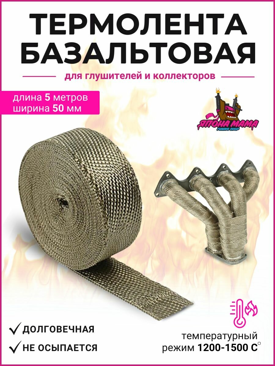 Термолента жаростойкая до 1290 градусов 50mm.(ширина)*5m.(длина)