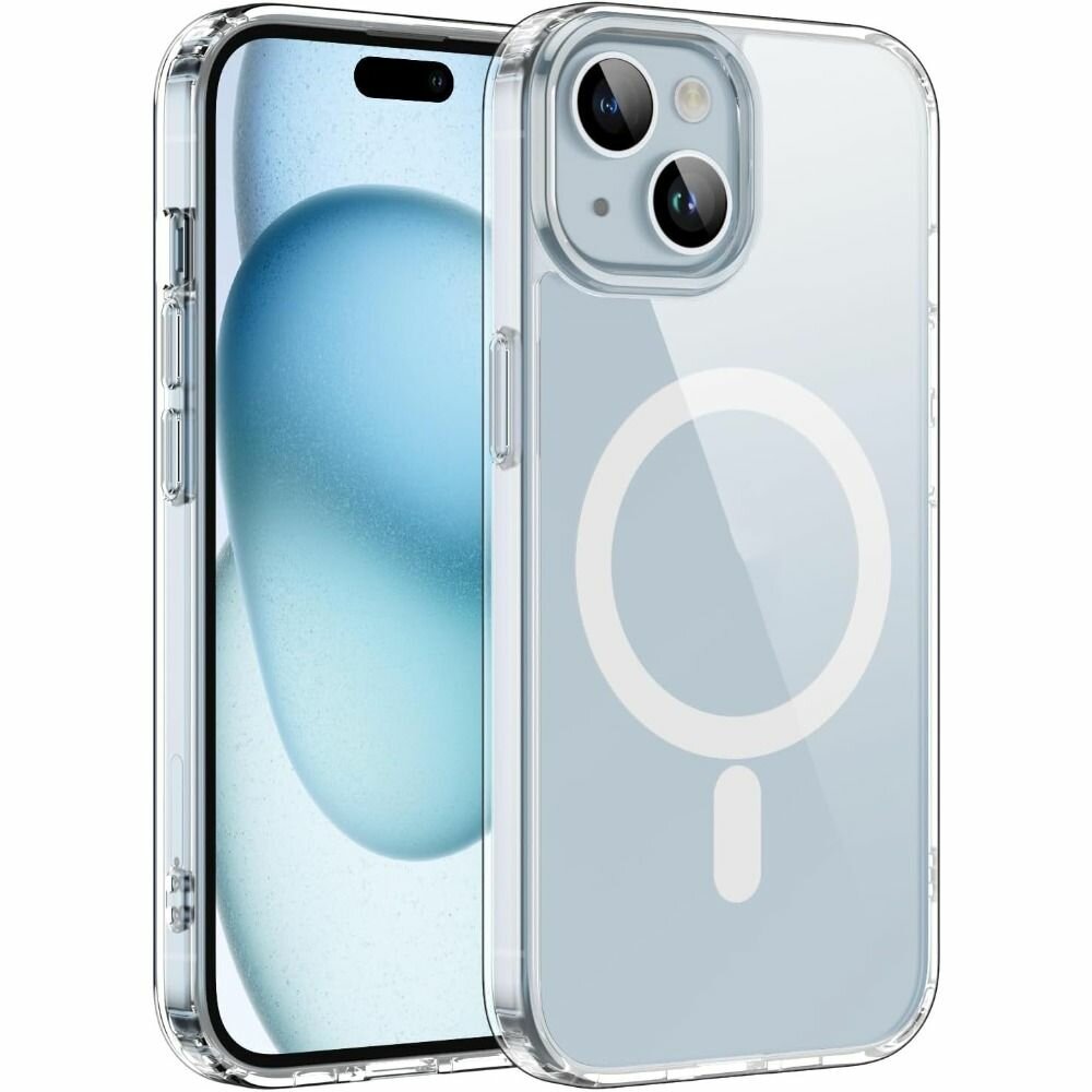 Чехол на айфон 13, с MagSafe, силикон, поликарбонат, прозрачный