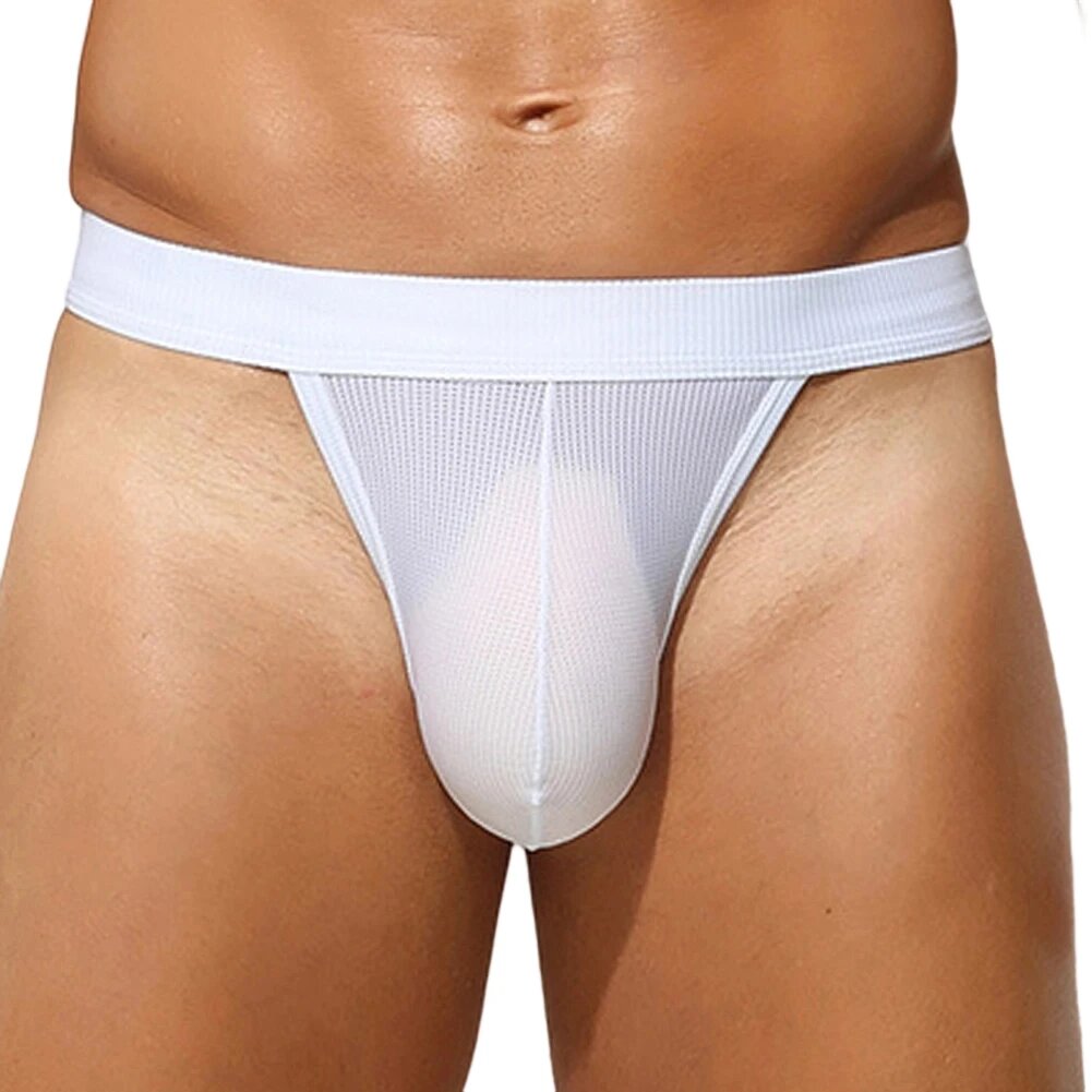 Мужские стринги из сетки, белый, XL