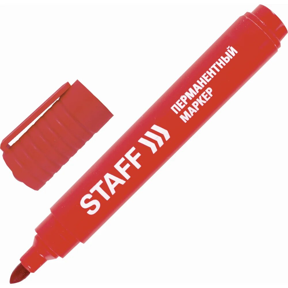 Перманентный маркер Basic Pm-733 Staff, красный, круглый наконечник 2,5 мм 12 шт 150734