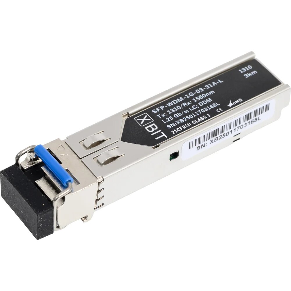 Комплект модулей SFP XBIT 1G WDM LC 9dB 1550нм/1310нм 3км S1GW0331-55/31LK2, одномодовый оптический модуль, защита