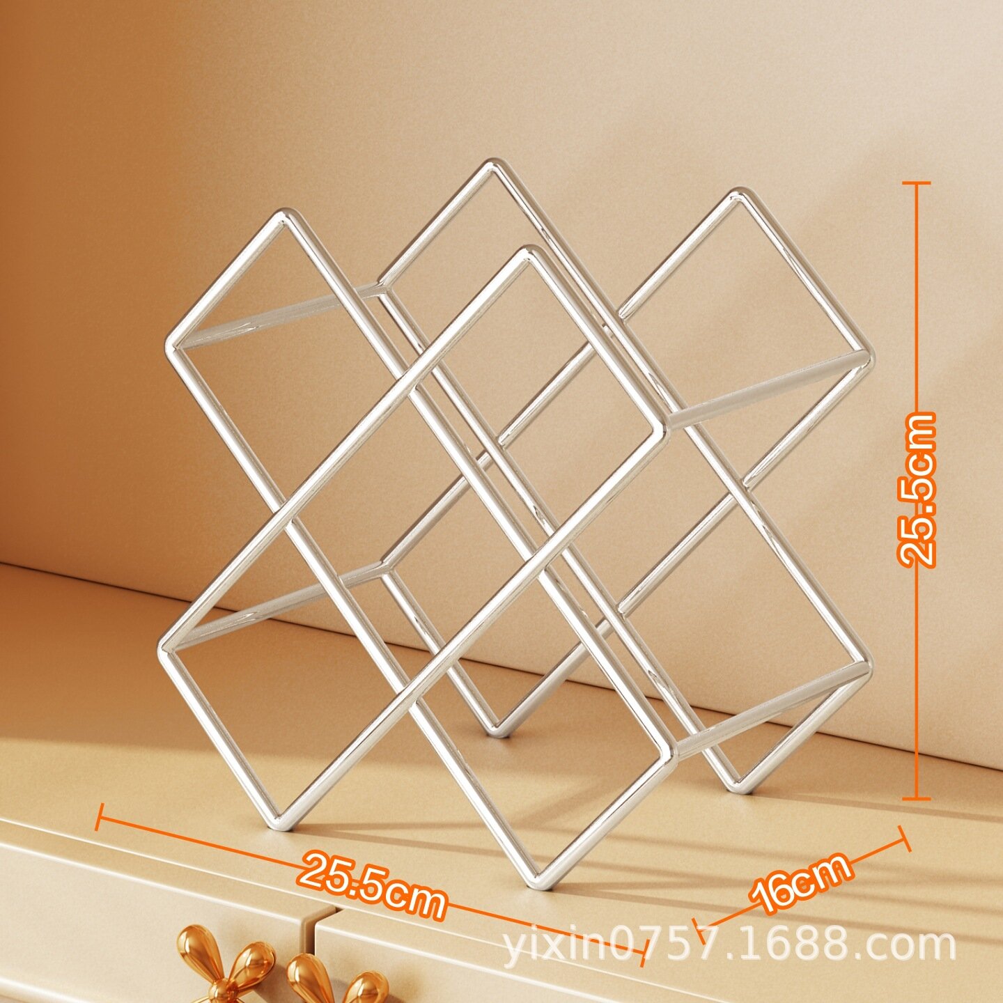 Стеллаж с сеткой для вина, ромбовидный винный шкаф, украшение для бутылок вина, легкая роскошь, органайзер для хранения, креативный органайзер