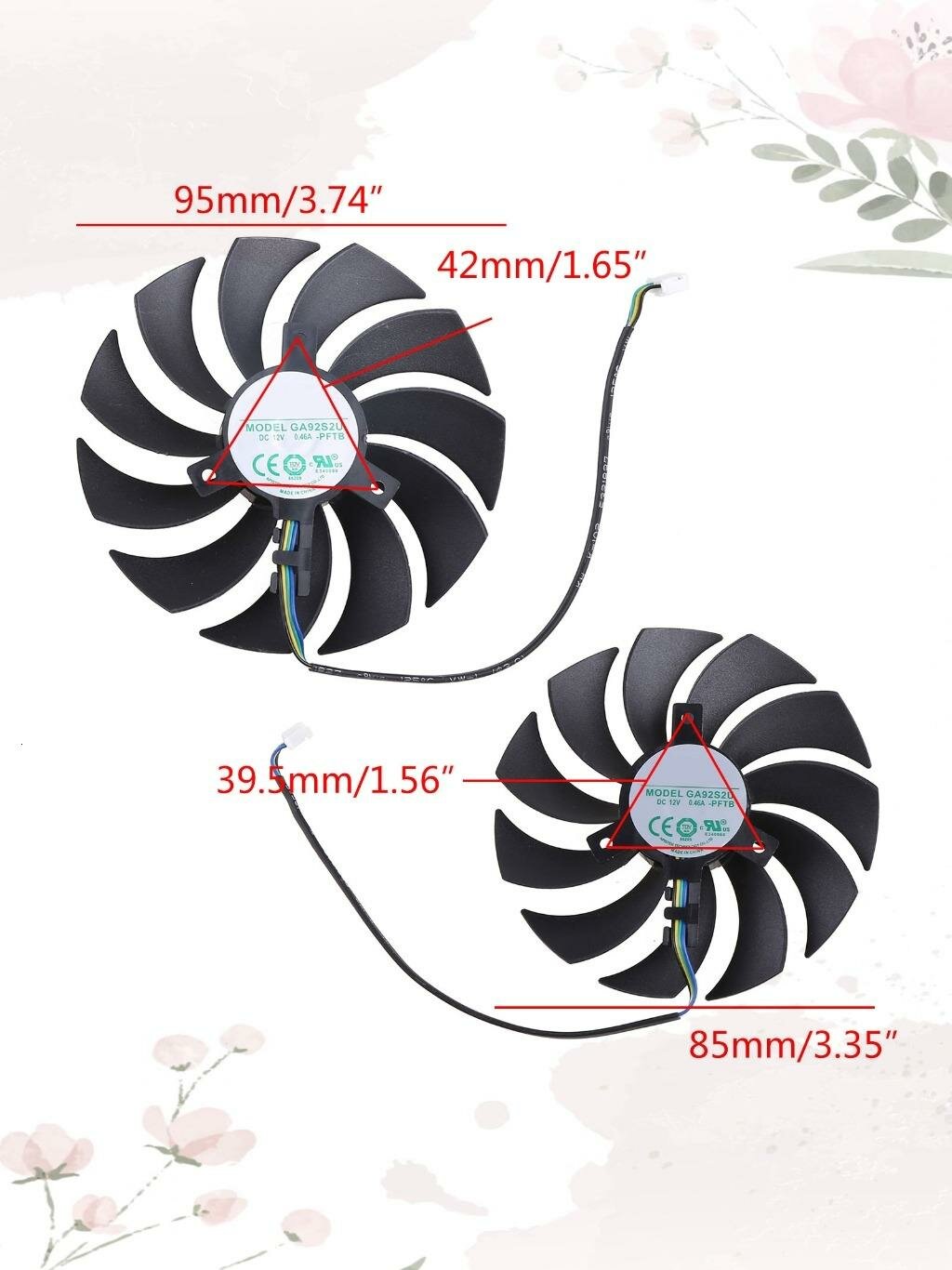 Вентилятор охлаждения для видеокарты 85 мм, 95 мм, 12 В, 4-контактный, 2 шт.