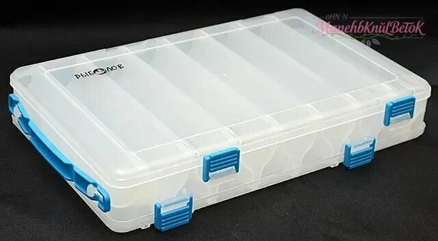 Коробочка бокс органайзер для воблеров и блесен 276x176x49мм, двухсторонняя