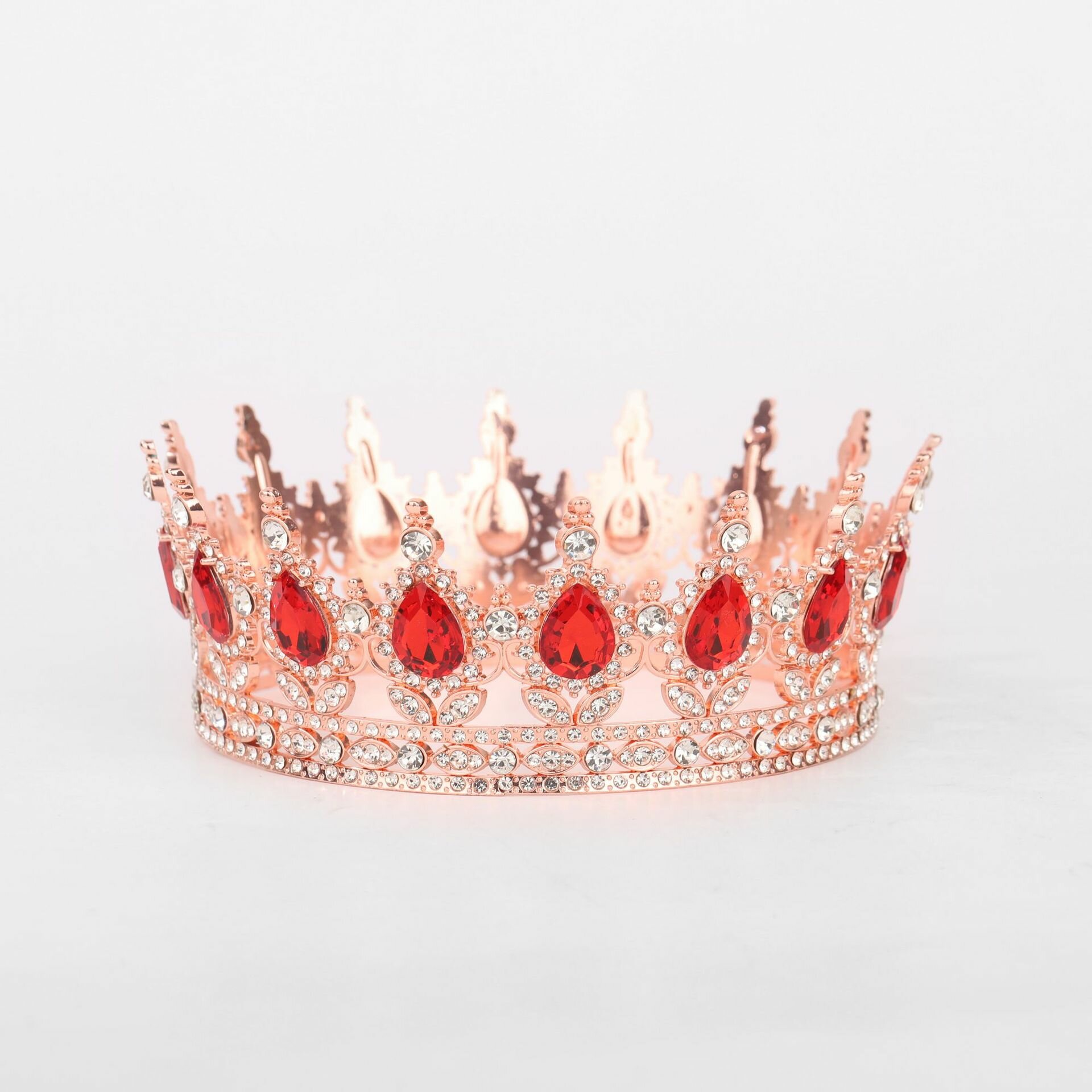 Кросс-бордерные европейские и американские стильные винтажные цветные кристаллические круглые большие короны барокко принцессы свадебные аксессуары для волос