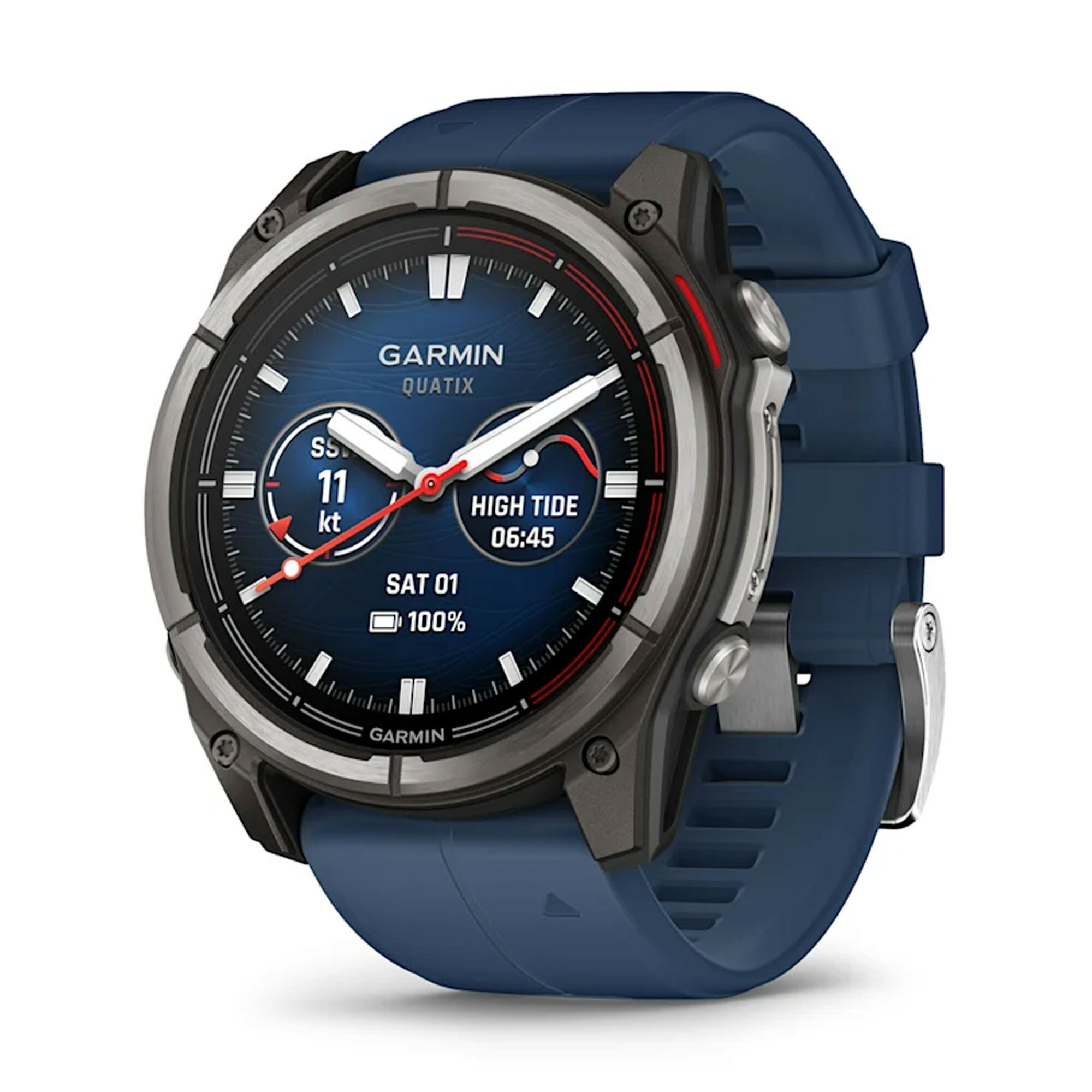 Умные часы Garmin Quatix 8 51mm Amoled Sapphire Titamium Bezel With Captain Blue Silicone Band