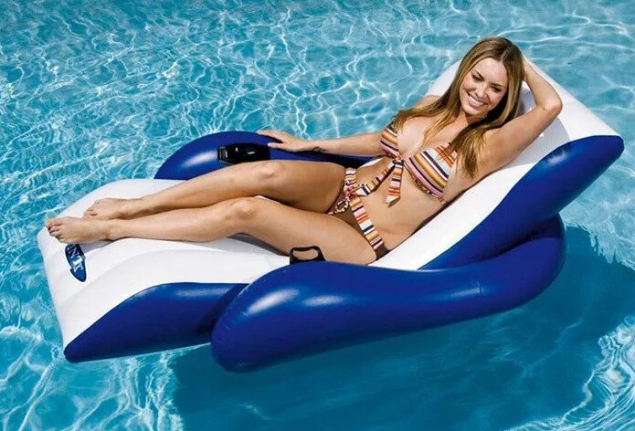 Надувное кресло-шезлонг для плавания с ручками INTEX 180 х 135