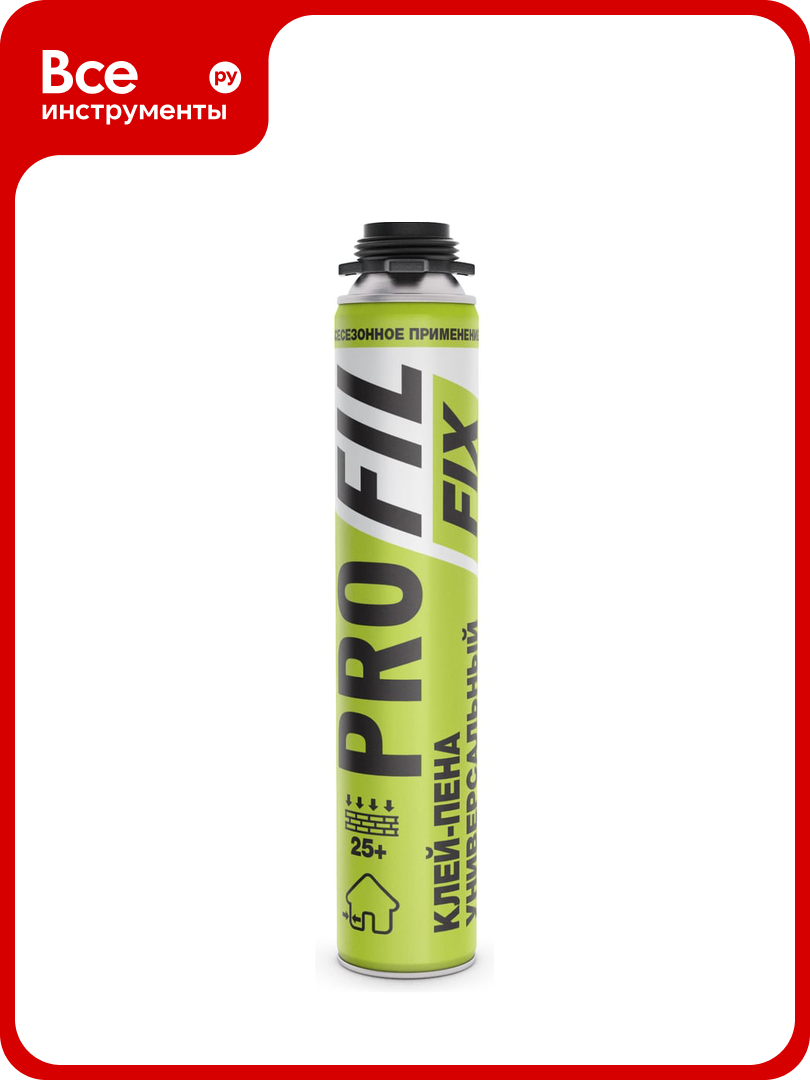 Клей-пена полиуретановая универсальная PROFIL FIX 650мл 199062 многоцелевой для всех материалов под пистолет