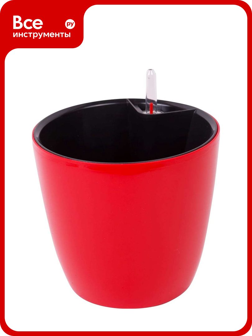 Горшок с автополивом ООО кзнм бочка d21 см, красный, 5.5л, из прочного пластика, овальная форма, разборная конструкция