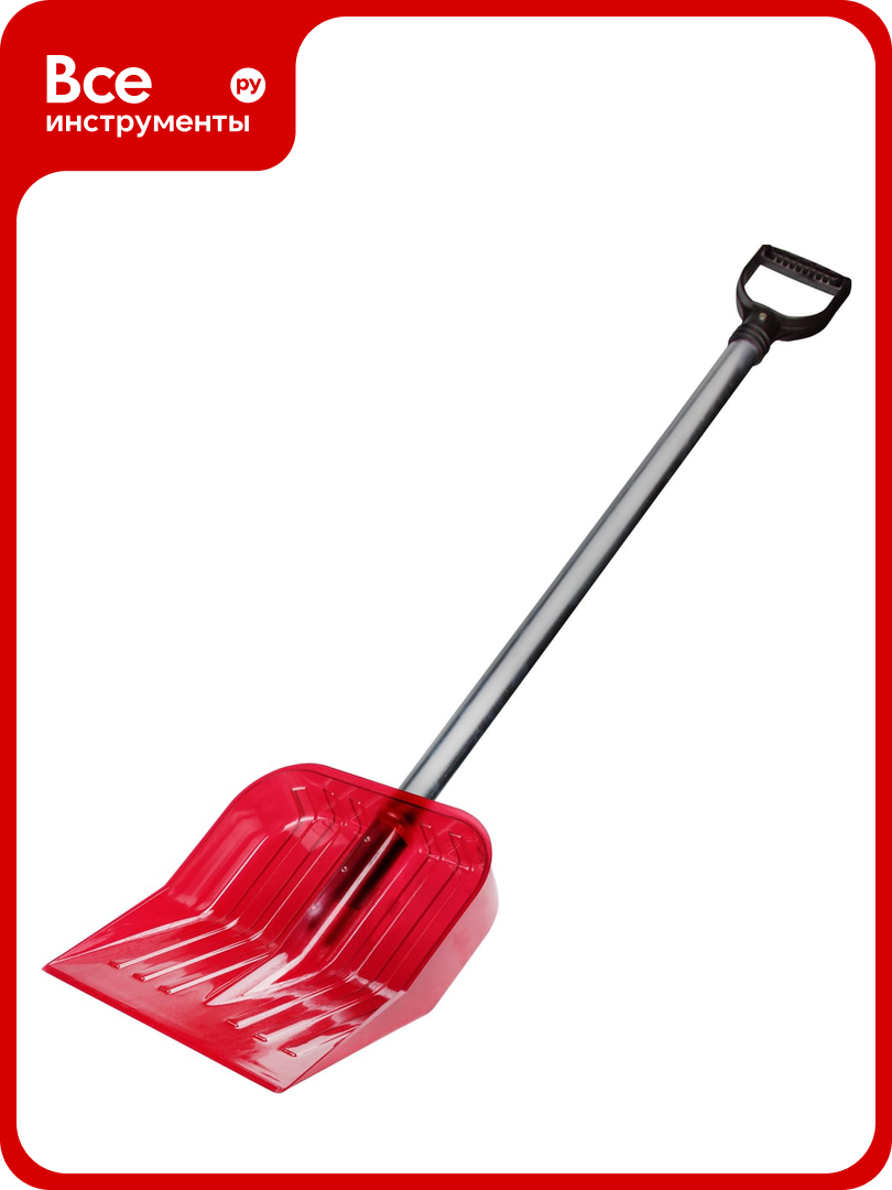 Лопата для снега ЗПИ «Альтернатива» из поликарбоната 430x420мм с черенком, красный М7261