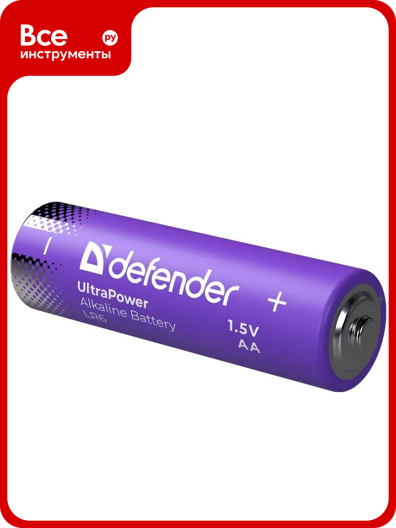 Батарейка алкалиновая DEFENDER LR6-4BL АА, блистер, 4 шт, UltraPower 56035, щелочная технология, широкое применение