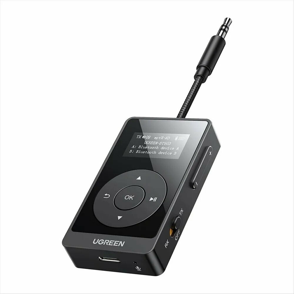 UGREEN AptX Bluetooth Адаптер Со Светодиодным Дисплеем, Для Телевизора, Самолета, Автомобиля