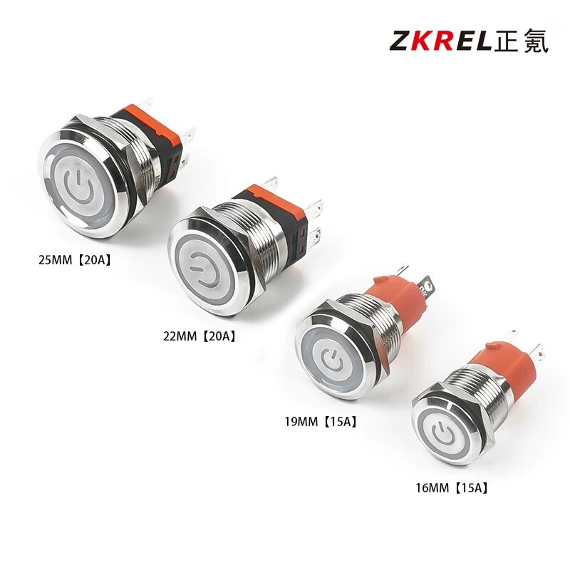 Металлический кнопочный переключатель, высокий ток, водонепроницаемый, самоблокирующийся, 12/16/22 мм, кнопка сброса питания, модифицированная, высокая мощность 20