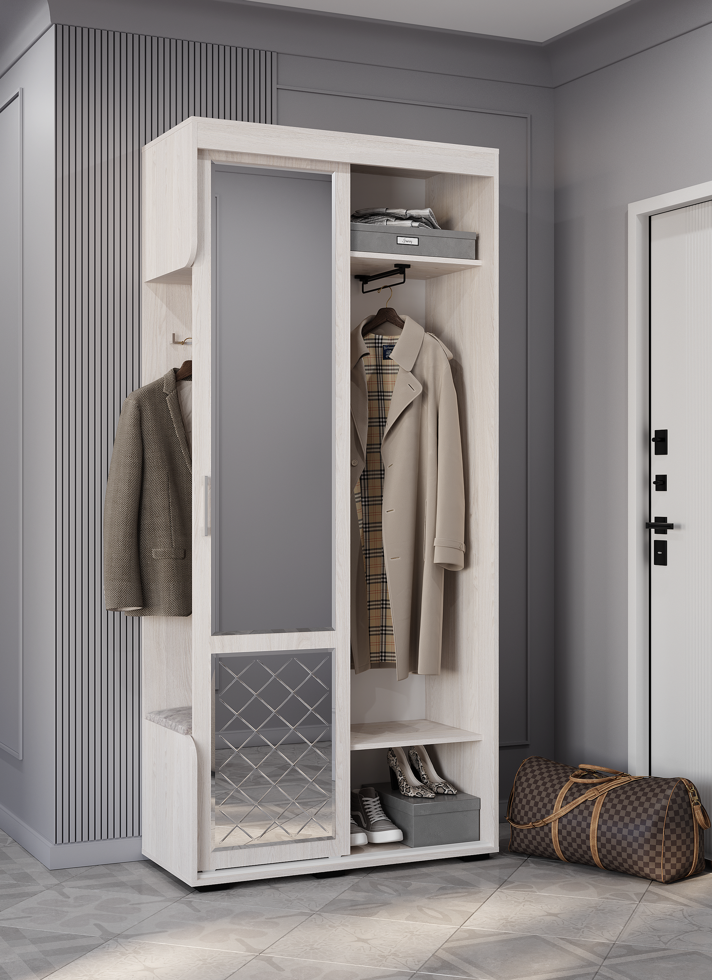 Прихожая-купе в коридор Шарлотта с зеркалом комплект мебели со шкафом