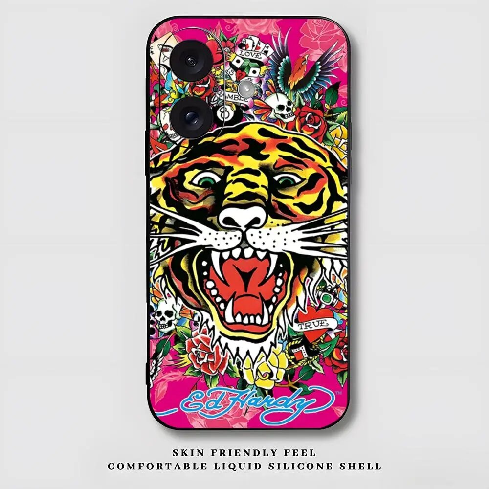 ED H-Hardy Fashion Brand LOOG Чехол для телефона для iPhone 16, 15, 14, 13, 12, 11 X XR XS 8 Plus Mini Pro Max Мягкий черный противоударный чехол