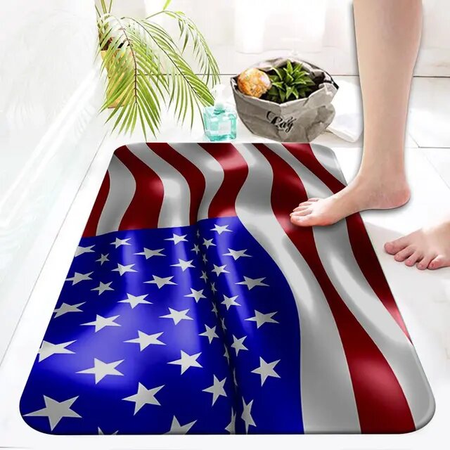 Длинный коврик с рисунком американского флага, в скандинавском стиле, придверный коврик для спальни и гостиной, противоскользящий коврик для балкона.