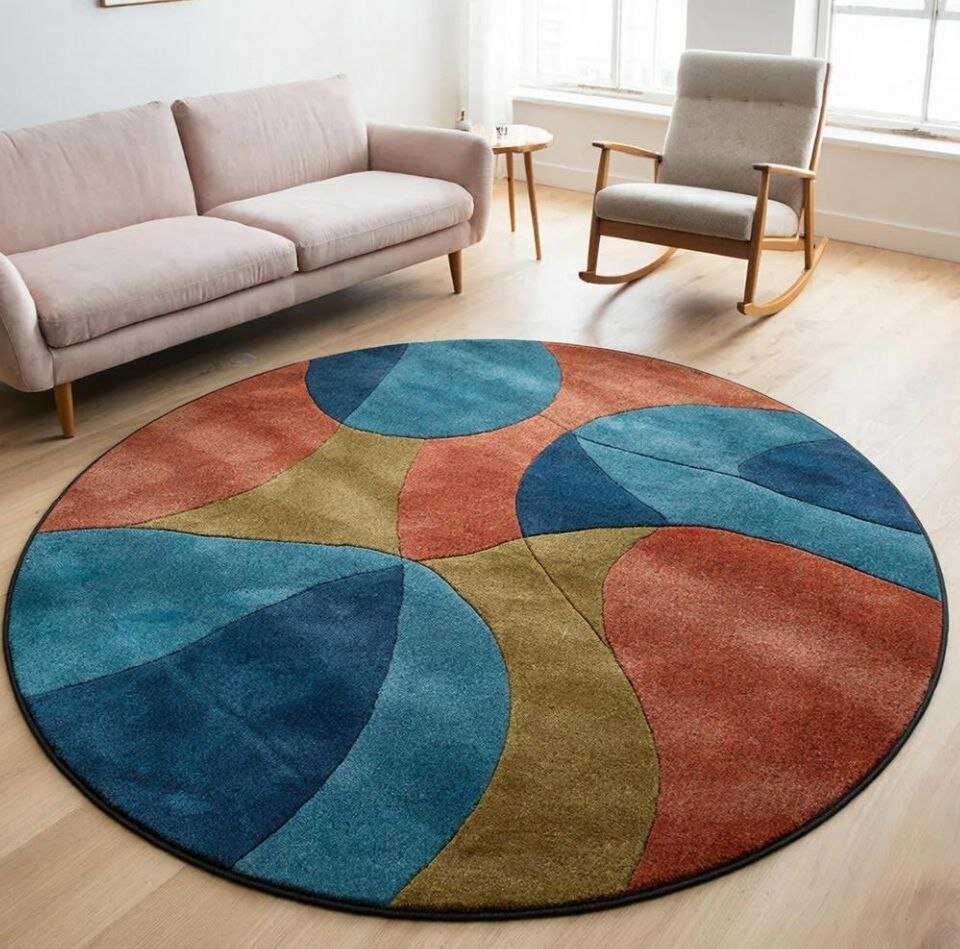 Ковер натуральный хлопковый ручной работы дизайнерский круглый тонкая нитка очень нежный и теплый размер 80 на 80