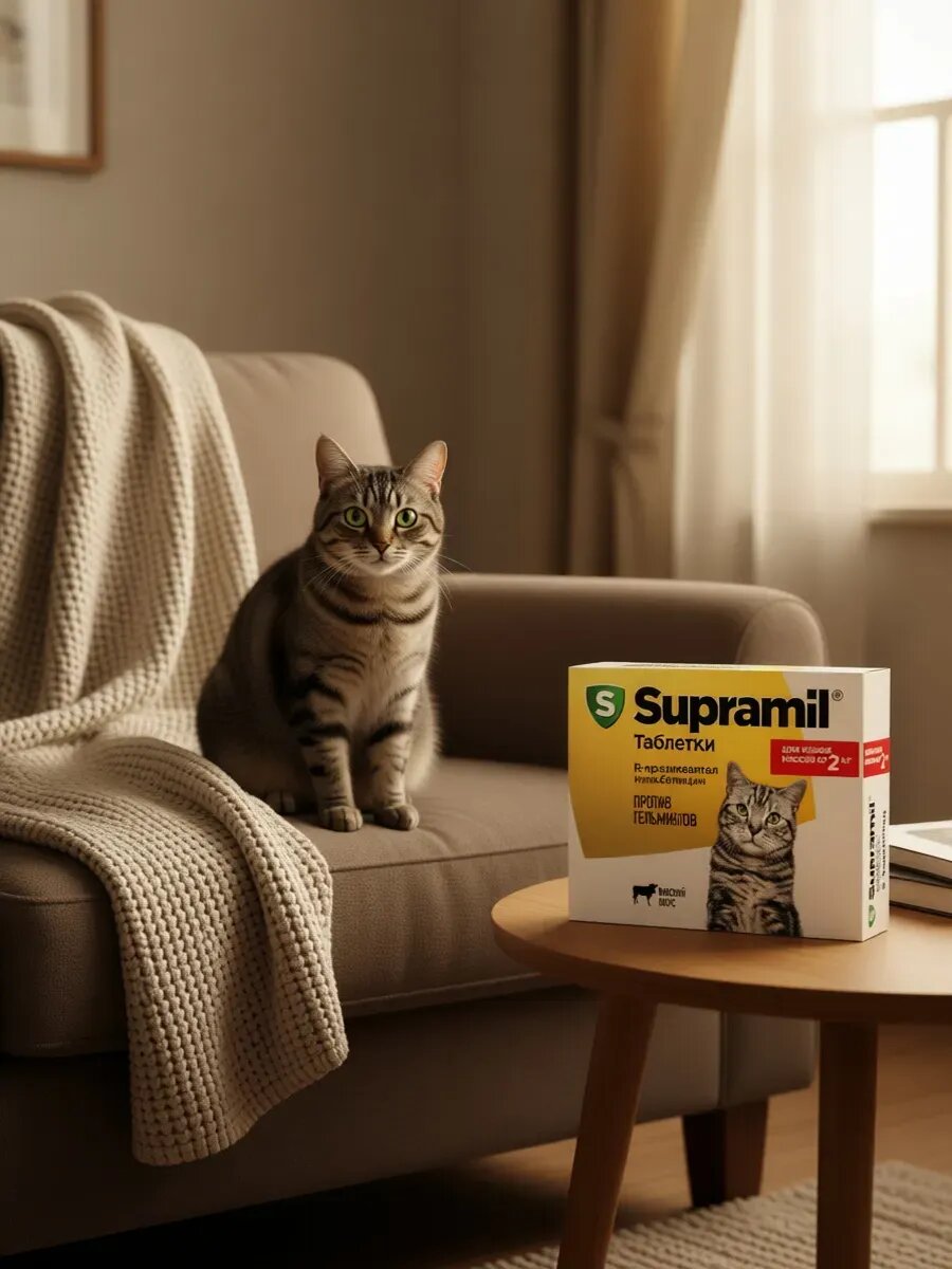 Супрамил таблетки для кошки от 2кг, 2табл.