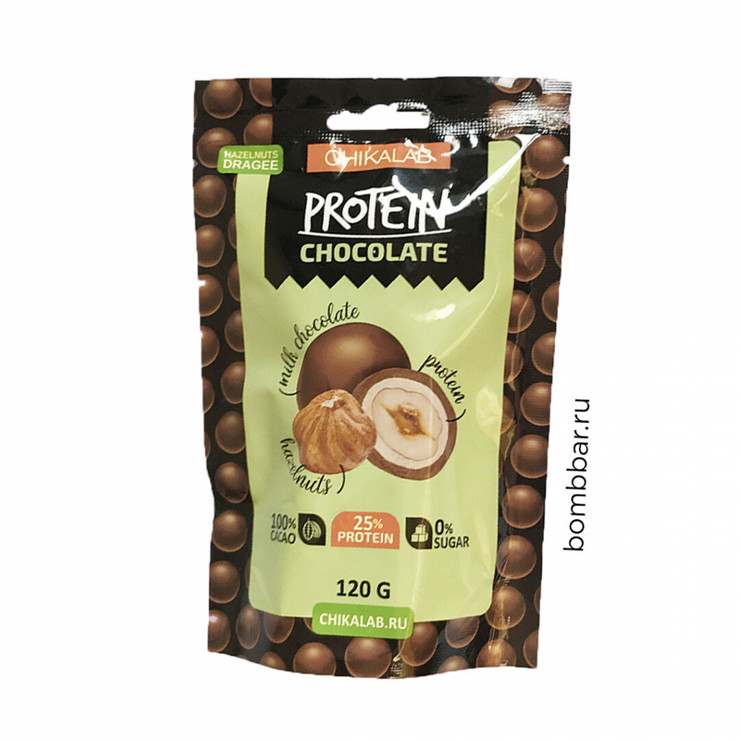 CHIKALAB Драже Фундук в шоколаде 120 гр, фундук в шоколаде